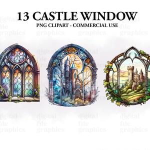 Fantasy Castle Window Watercolor Clipart, Window Clipart, Fantasy ...
