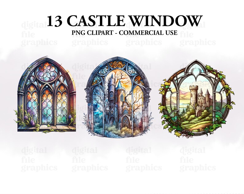 Fantasy Castle Window Watercolor Clipart Window Clipart - Etsy