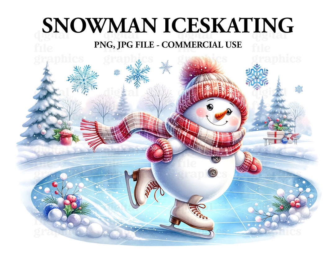 Snowman Christmas Watercolor Clipart, Christmas Clipart PNG, Colorful ...