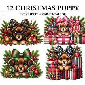 Christmas Puppy Watercolor Clipart, Cute Puppies Dog Winter Clipart PNG ...