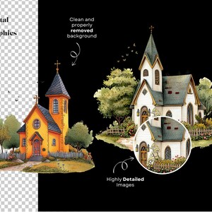 Churches Watercolor Clipart, Church Clipart, Christian Bundle, Church ...