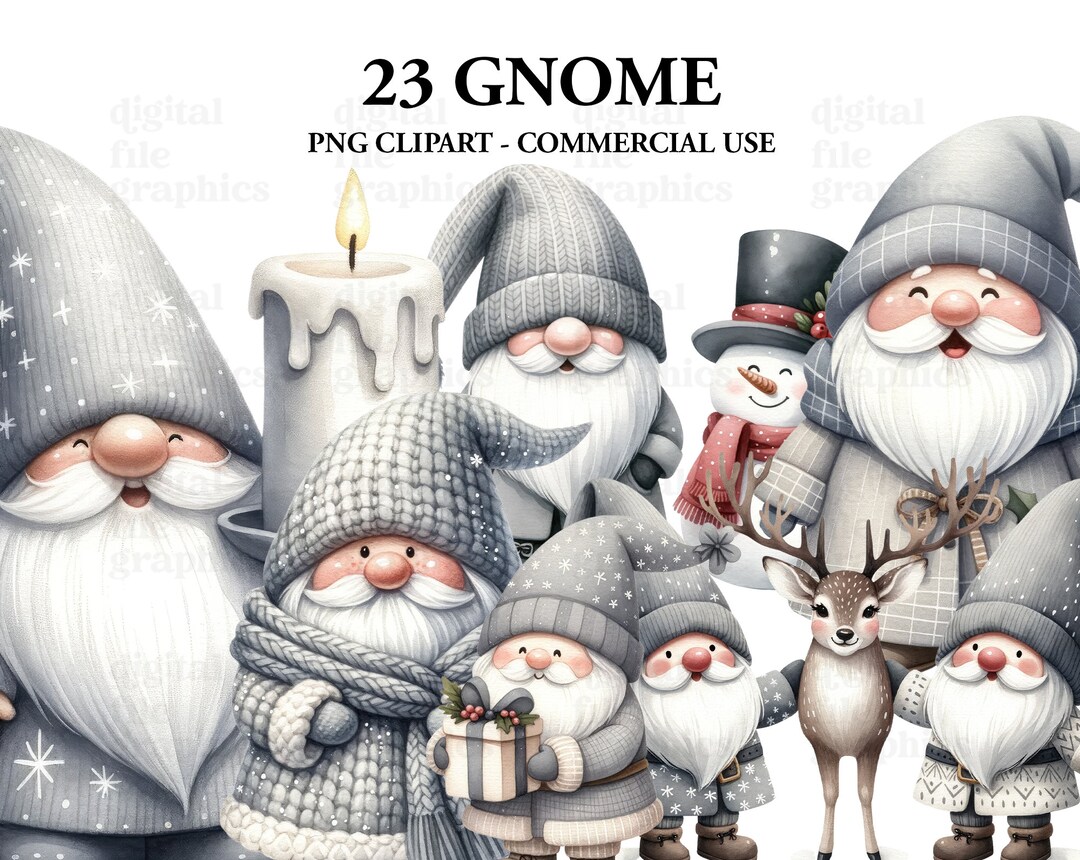Christmas Gnome Watercolor Clipart, Gnome Winter Clipart PNG, Fantasy ...