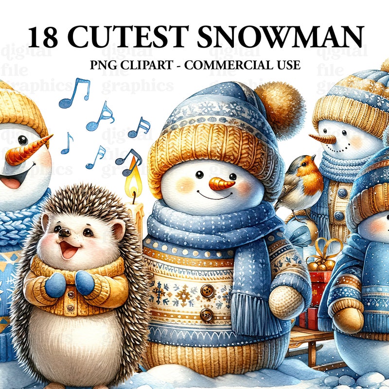 Snowman Watercolor - Etsy