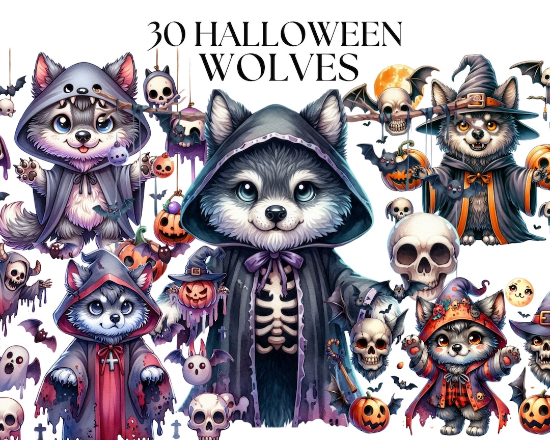 Halloween Wolves Clipart Clipart, Cartoon Wolf, Nursery Clipart PNG ...