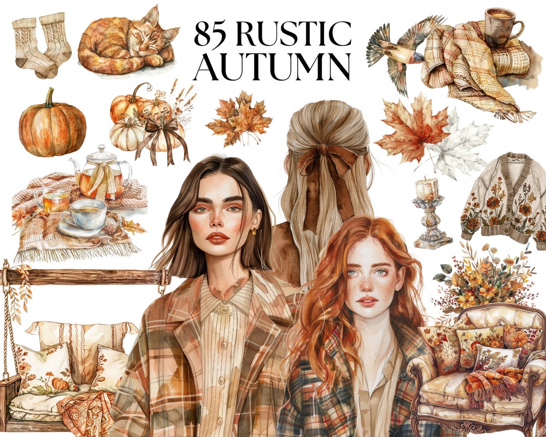 Cozy Rustic Autumn Clipart Clipart, Fall Clipart PNG, Autumn Scrapbook ...