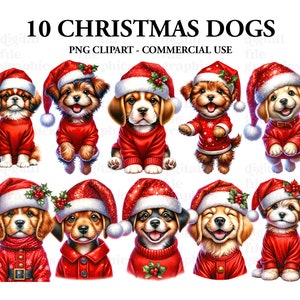 Christmas Dogs Watercolor Clipart, Cute Puppies Dog Winter Clipart PNG ...