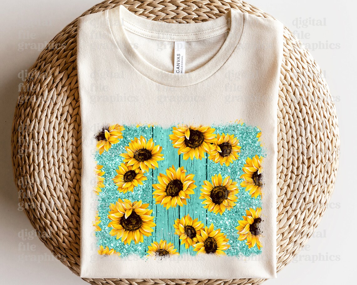 Sunflower Turquoise Background Wood Glitter Background Png - Etsy