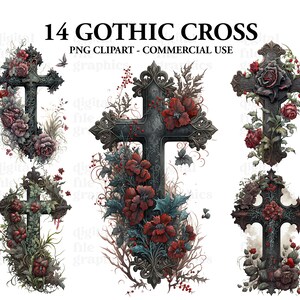 Gothic Cross Watercolor Clipart Cross Clipart Watercolor - Etsy