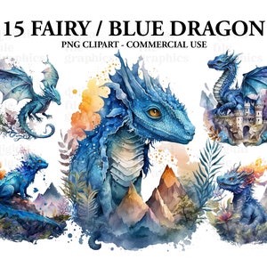 Fantasy Dragons Watercolor Clipart, Magical Mystical Art, Fantasy ...