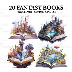 Fantasy Book Watercolor Clipart, Fairytale Saga, Kids Art Clipart ...