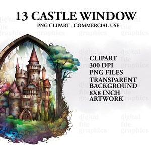 Fantasy Castle Window Watercolor Clipart, Window Clipart, Fantasy ...
