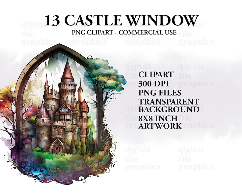 Fantasy Castle Window Watercolor Clipart Window Clipart - Etsy