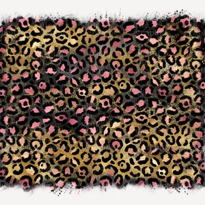 Leopard Black Pink Gold Frame Sublimation Background PNG, Leopard ...