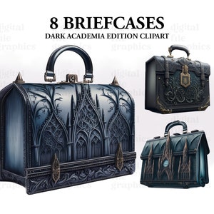 Gothic Briefcase Watercolor Clipart, Briefcase Clipart, Gothic Bundle ...