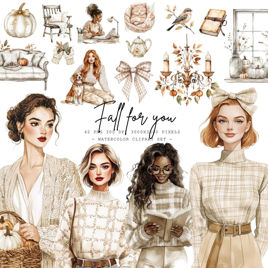 42 Watercolor Fall Clipart, Fall PNG Graphics, Neutral Colors ...