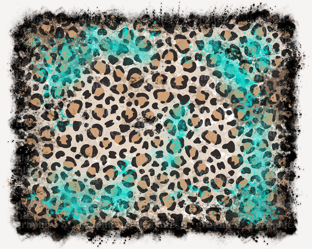 Leopard Teal Sublimation Background PNG, Leopard Background, Leopard ...