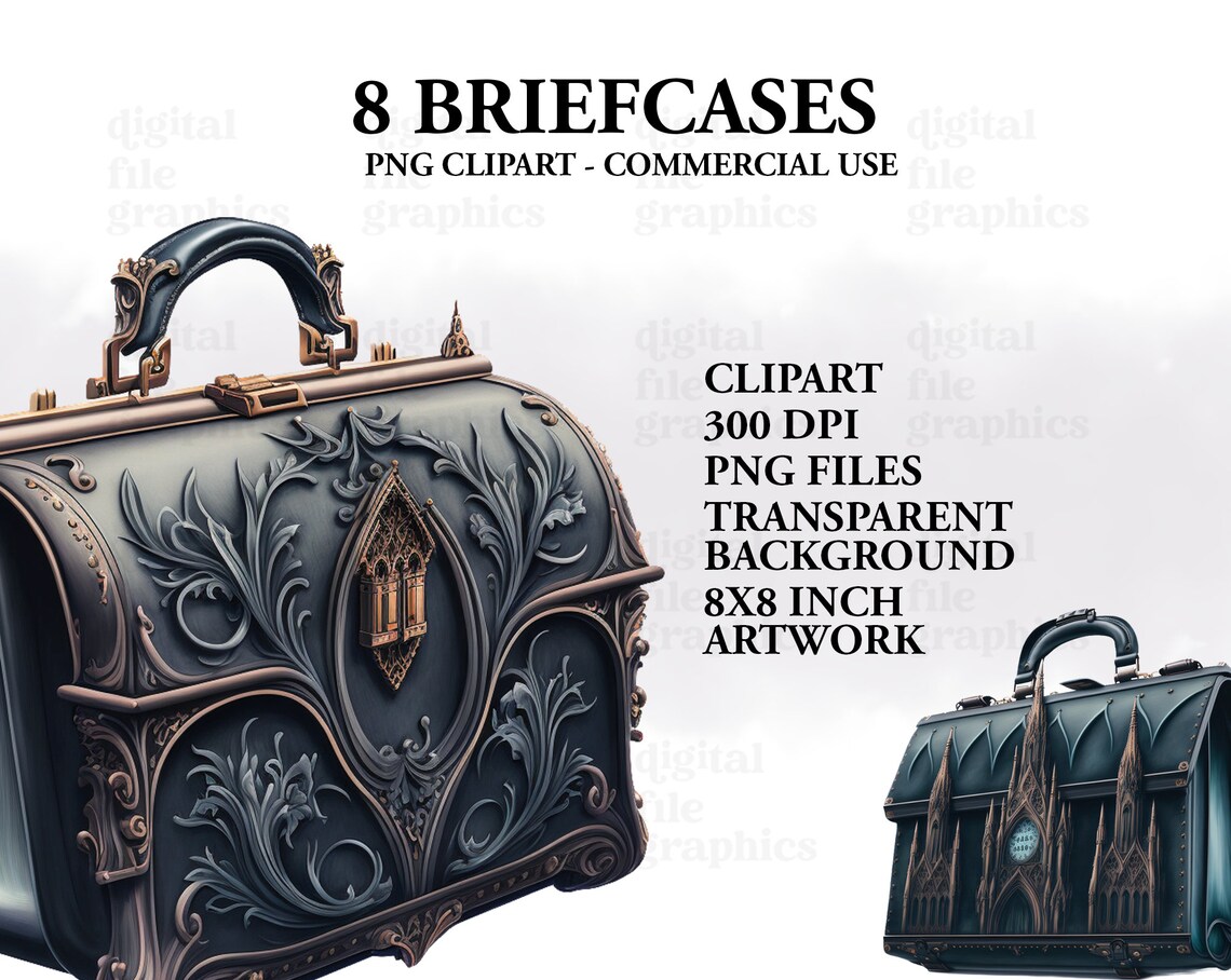 Gothic Briefcase Watercolor Clipart Briefcase Clipart Gothic - Etsy