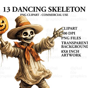 Halloween Skeleton Pumpkin Watercolor Clipart, Halloween Skull Clipart ...