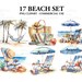 Beach Day Set Watercolor Clipart, Beach Clipart, Beach Bag, Beach Chair ...
