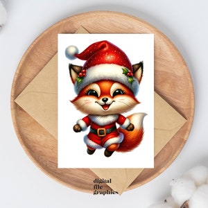 Christmas Fox Watercolor Clipart, Cute Fox Winter Animal Clipart PNG ...