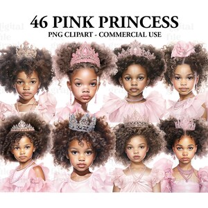 Pink Little Princess Girl Clipart Set, Watercolor Clipart, Girl Clipart ...