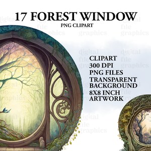 Forest Window Watercolor Clipart, Window Clipart, Interior Room, Magic ...