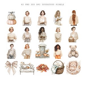 42 Watercolor Fall Clipart, Fall PNG Graphics, Neutral Colors ...