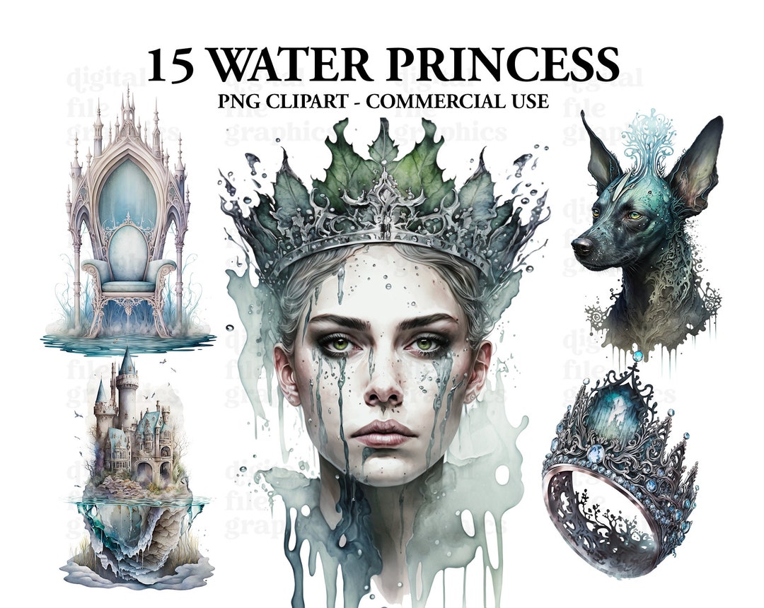 Water Princess Watercolor Clipart, Princess Clipart, PNG Underwater ...