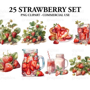 Strawberry Watercolor Clipart, Strawberry Clipart, Strawberry Cake ...