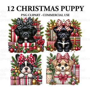 Christmas Puppy Watercolor Clipart, Cute Puppies Dog Winter Clipart PNG ...