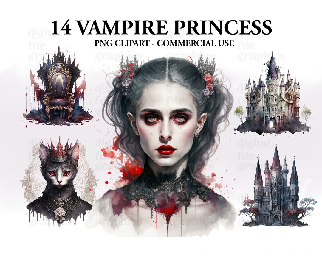 VAMPIRE Princess Watercolor Clipart, Gothic Vampire Png, Magical ...