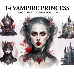 VAMPIRE Princess Watercolor Clipart, Gothic Vampire Png, Magical ...