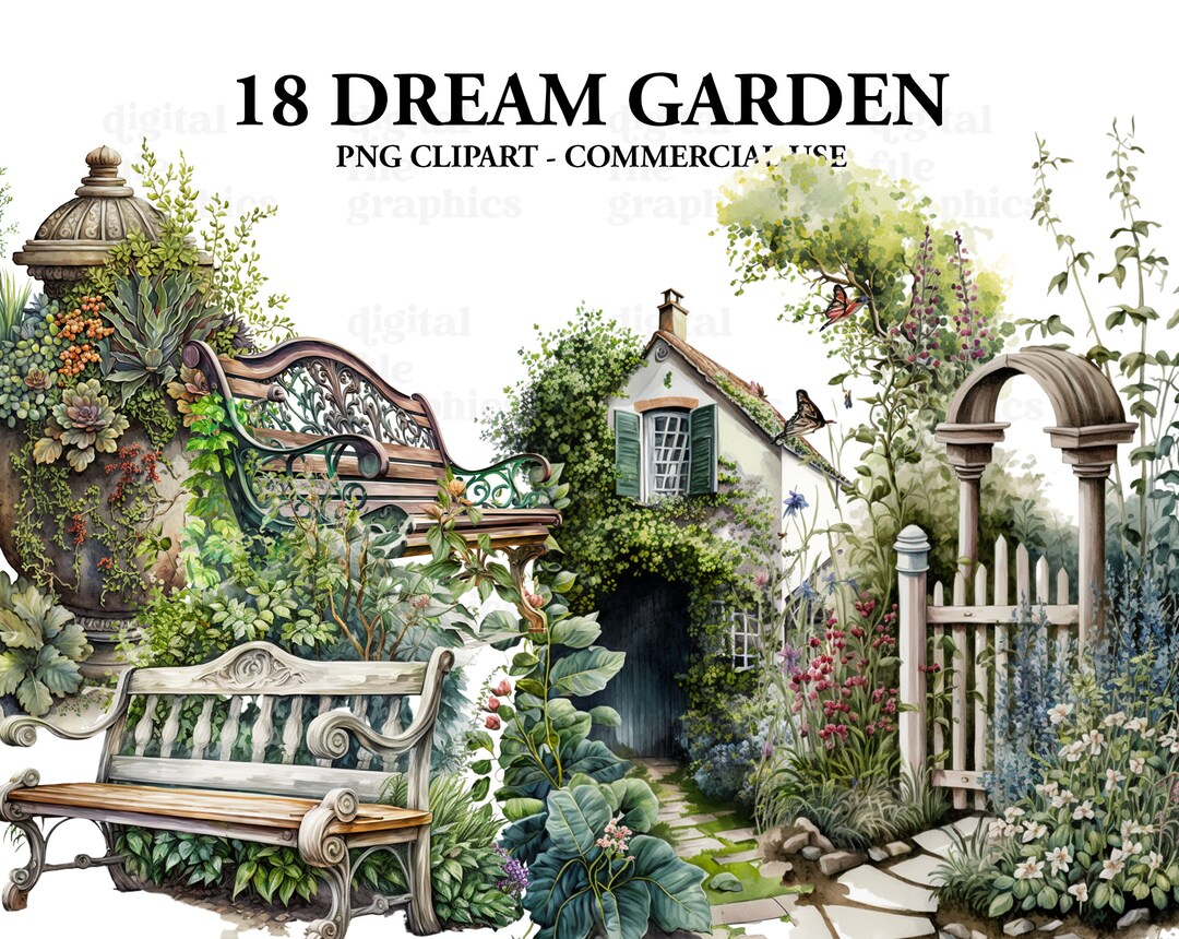 BEAUTIFUL Garden Spring Watercolor Clipart, Floral Clipart, Summer ...