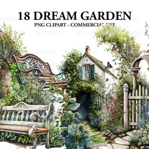 BEAUTIFUL Garden Spring Watercolor Clipart, Floral Clipart, Summer ...