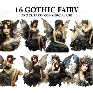 Gothic Fairy Watercolor Clipart, Fairies Clipart, Fantasy Clipart ...
