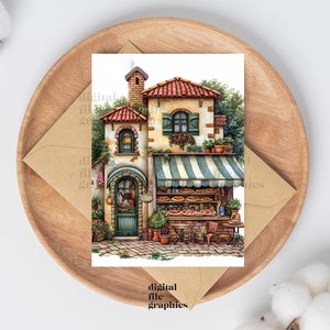 Italian Pizzeria Watercolor Clipart, Pizzeria Clipart, Building Bundle ...
