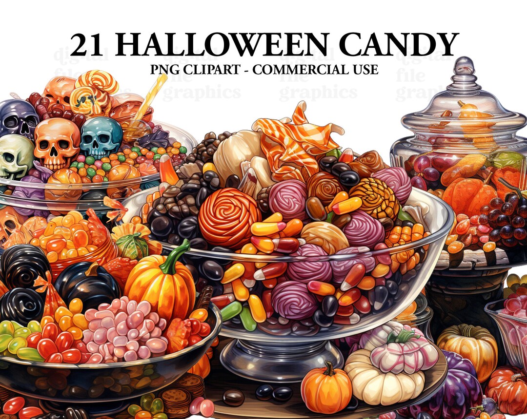 Halloween Sweets Candy Watercolor Clipart, Halloween Cupcake Clipart ...