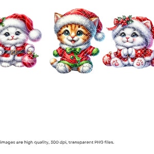 Christmas Kitten Watercolor Clipart, Cute Kitten Cat Winter Clipart PNG ...