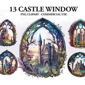 Fantasy Castle Window Watercolor Clipart, Window Clipart, Fantasy ...