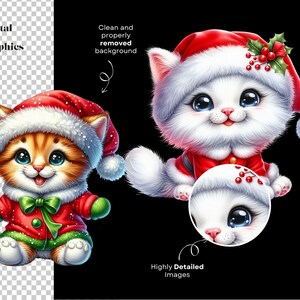 Christmas Kitten Watercolor Clipart, Cute Kitten Cat Winter Clipart PNG ...