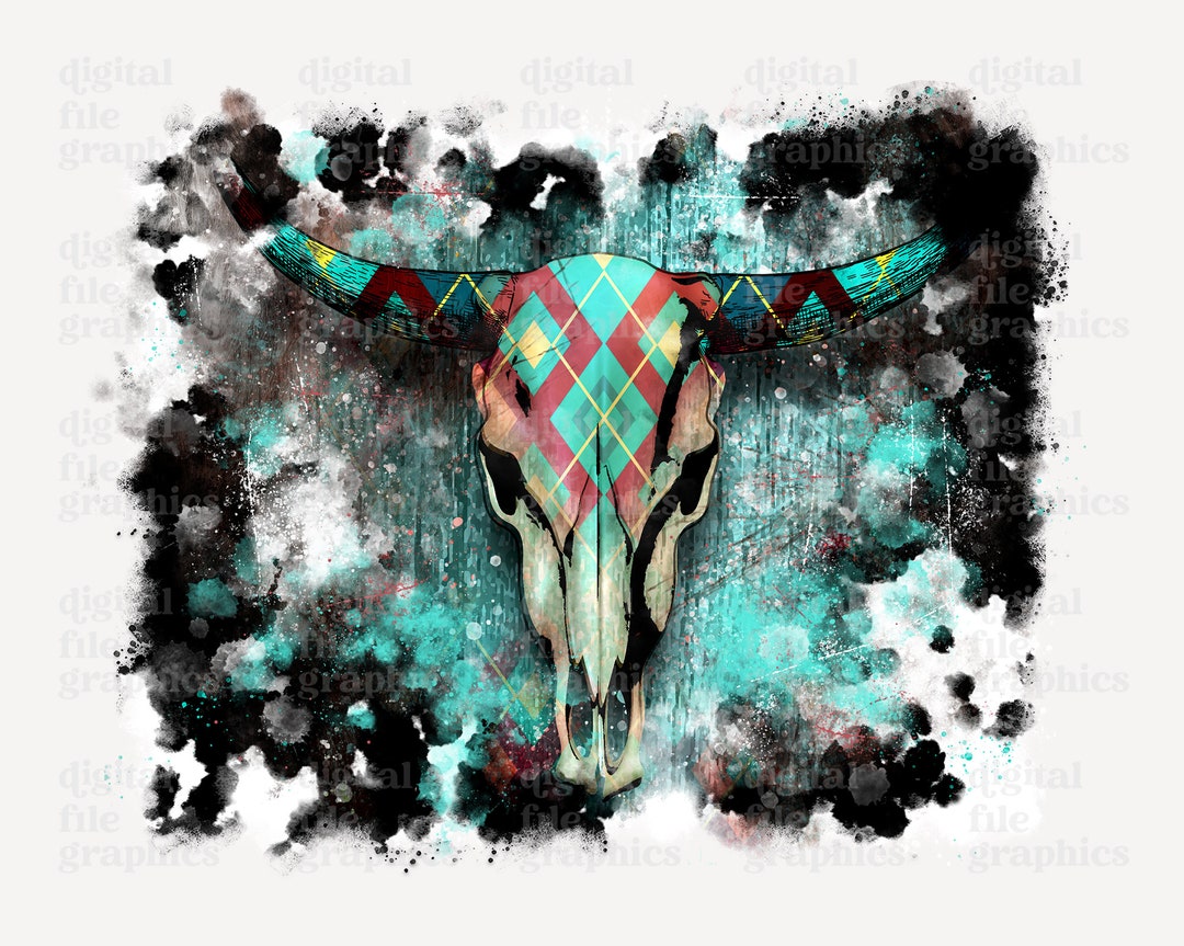 Aztec Cow Skull Frame Background, Black Cowhide Background, Cowhide ...