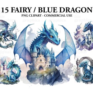 Fantasy Dragons Watercolor Clipart Magical Mystical Art - Etsy