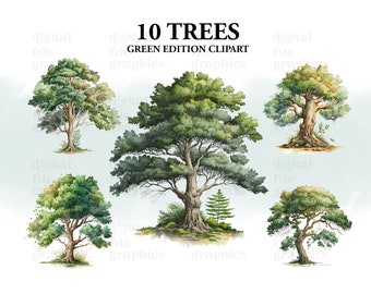 Tree Watercolor Clipart, Beautiful Trees Png, Landscape Art, Forest ...