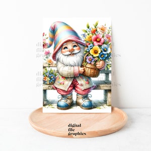Spring Gnome Watercolor Clipart, Flower Gnome Clipart PNG, Gnome ...