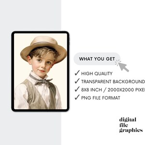 Vintage Victorian Boy Watercolor Clipart, Vintage Boys PNG, Victorian ...