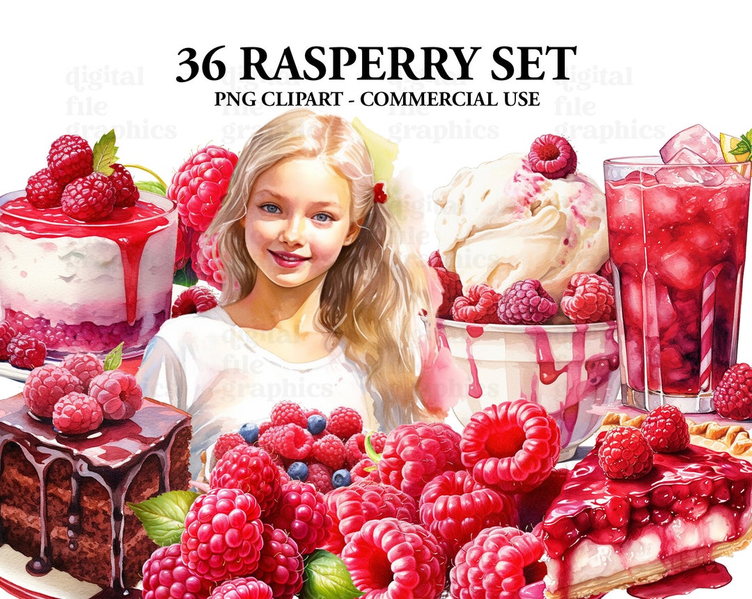 Rasberry Watercolor Clipart, Rasberry Clipart, Rasberry Cake Bundle PNG ...