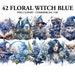 Floral Witch Blue Clipart, Magic Witch Clipart PNG, Witches PNG ...