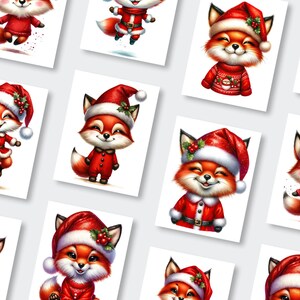 Christmas Fox Watercolor Clipart, Cute Fox Winter Animal Clipart PNG ...