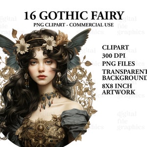 Gothic Fairy Watercolor Clipart, Fairies Clipart, Fantasy Clipart ...