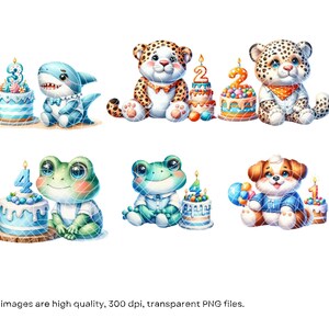 Birthday Cute Animals Watercolor Clipart, Birthday Nursery PNG ...
